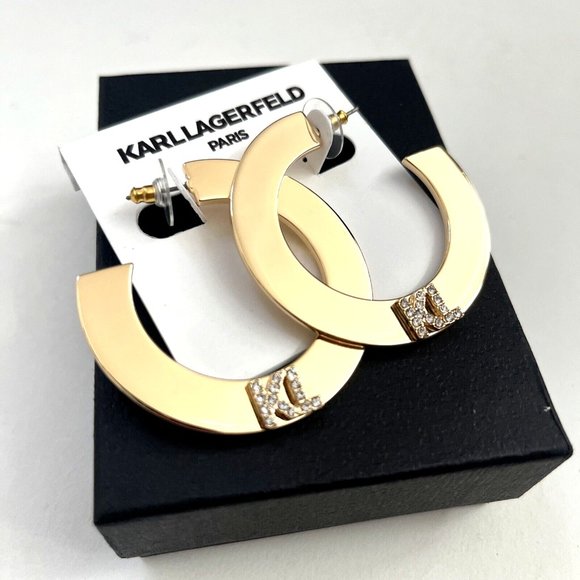 Karl Lagerfeld | Jewelry | New Karl Lagerfeld Goldtone Crystal Insignia ...